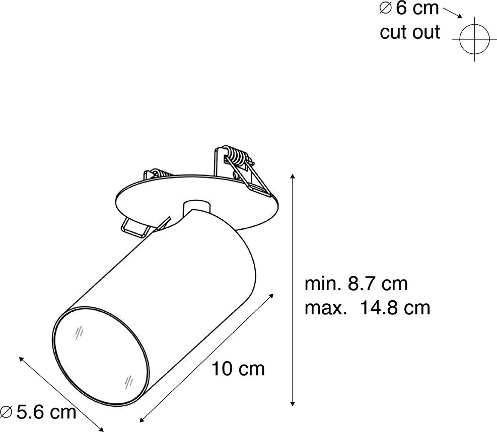 Sada 6 moderních zapuštěných bodových svítidel černá GU10 50mm IP44 - Chels