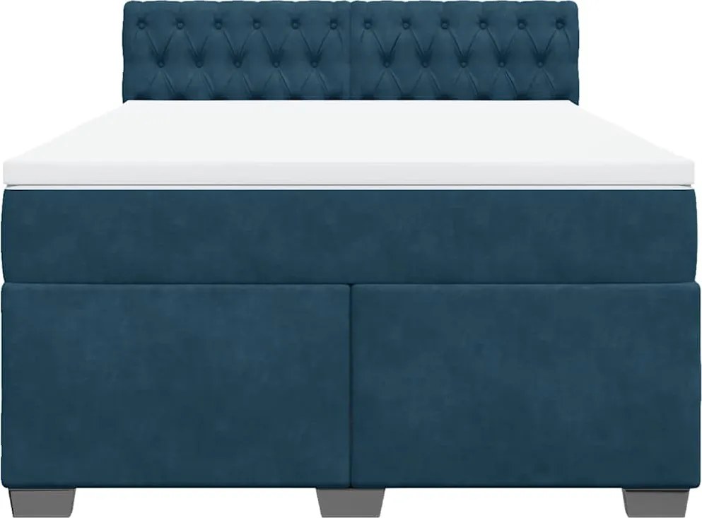 Box spring postel s matrací tmavě modrá 140x200 cm samet 3286340