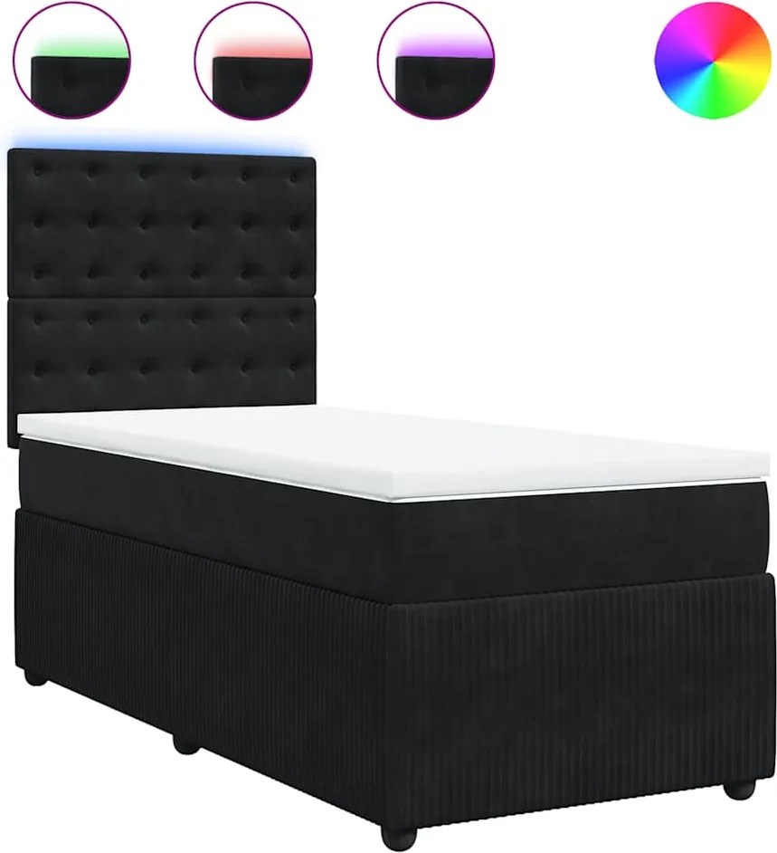 Box spring postel s matrací černá 90x200 cm samet 3294552