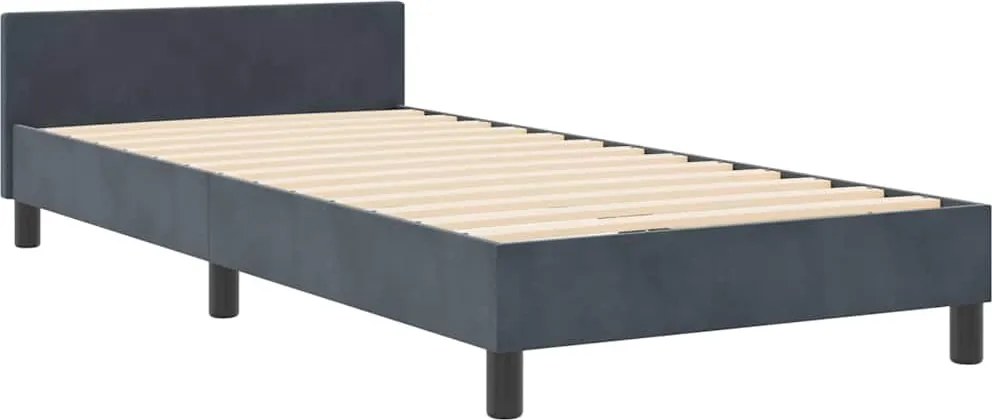 Postel s boxspringem s čelo Tmavě šedá 90 x 200 cm samet 3344916