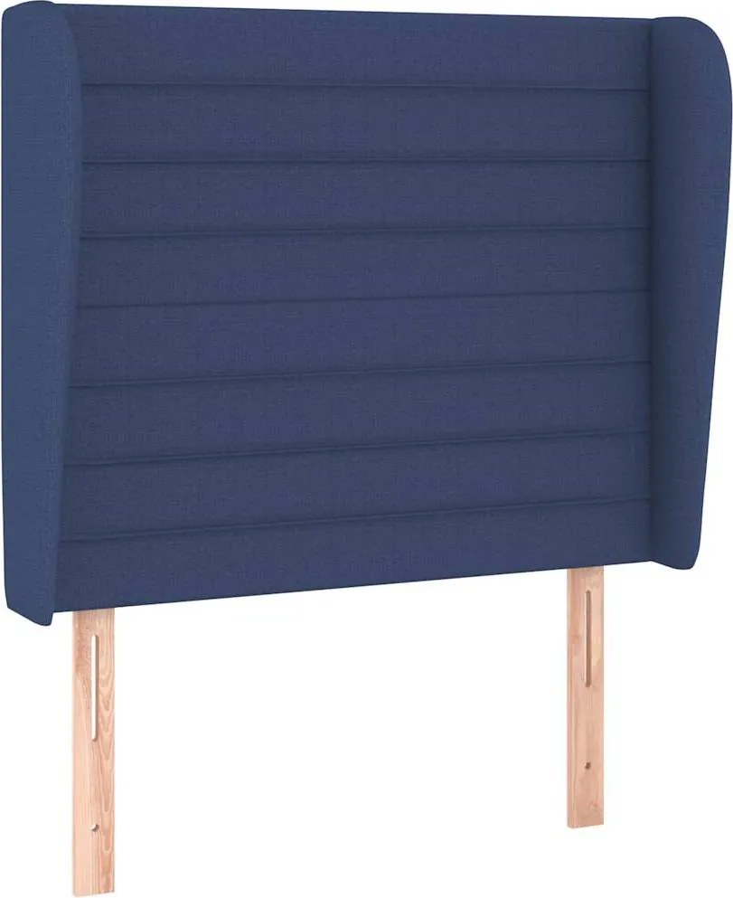 Čelo postele typu ušák modré 93x23x118/128 cm textil 3118084