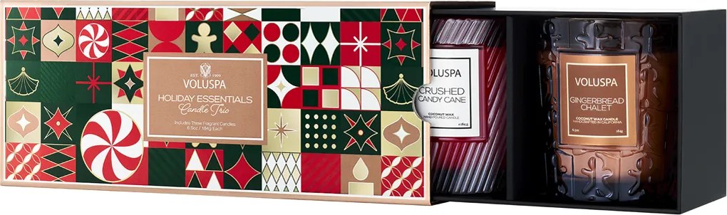 Voluspa dárková sada vánočních svíček Holiday Essentials Trio, 3x184 g