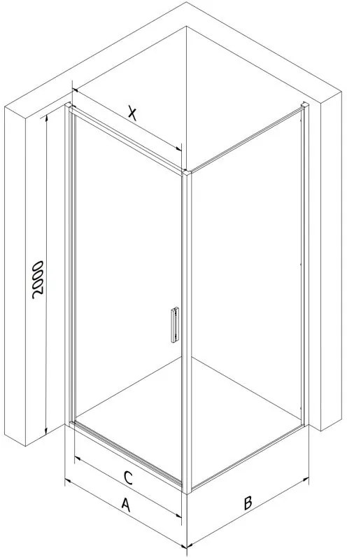 Mexen Exo, výklopný sprchový kout 100 x 80 cm, čiré sklo, zlatá, 817-100-080-50-00