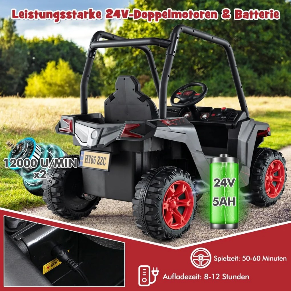 Costway Dětské elektrické autíčko s 2,4 G dálkovým ovládáním 24 V – černý