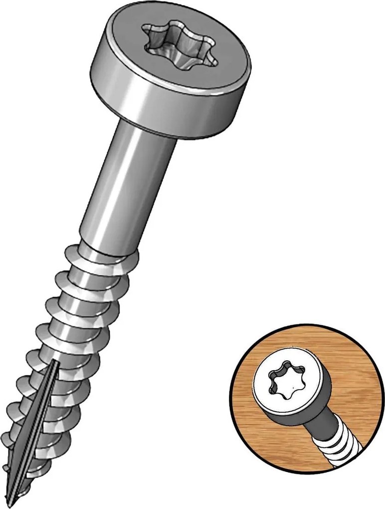 Milescraft PocketScrews – pozinkované samořezné vruty pro kapsové spoje Délka: 38 mm, závit: hrubý (coarse), Obsah balení: 100 ks