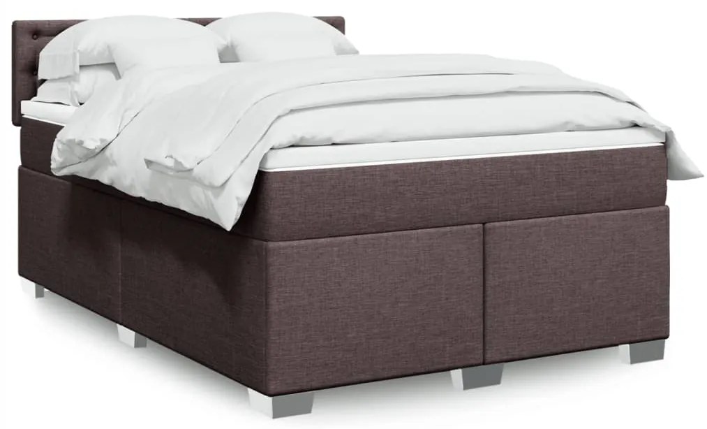 Box spring postel s matrací tmavě hnědá 160x200 cm textil 3288256