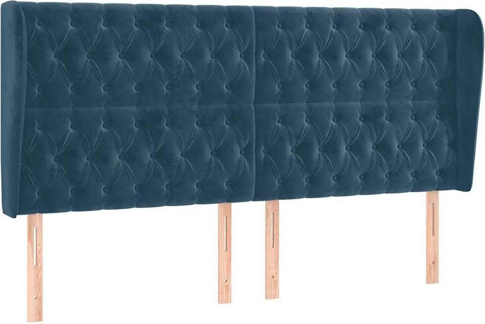 Čelo postele typu ušák tmavě modrá 183x23x118/128 cm samet 3118356