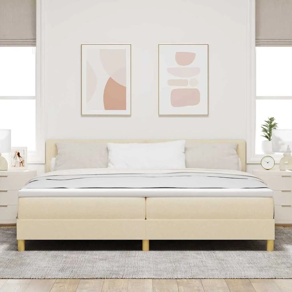 Postel s boxspringem s polštářem Krémová 200 x 200 cm textil 3338949