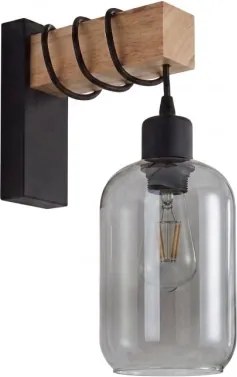 BRILAGI - Nástěnné svítidlo WOOD GLASS 1xE27/60W/230V borovice/černá/kouř šedá