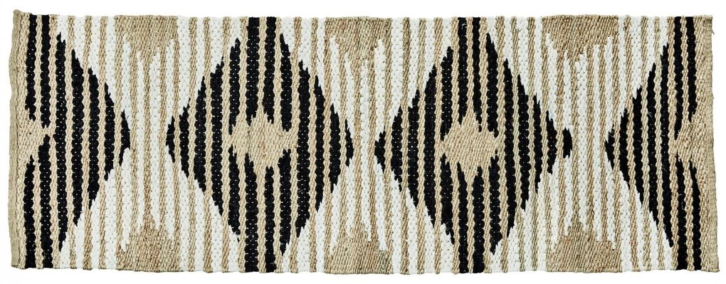 MADAM STOLTZ Jutový koberec Nature Jute 70x200, černá barva, bílá barva, krémová barva, textil