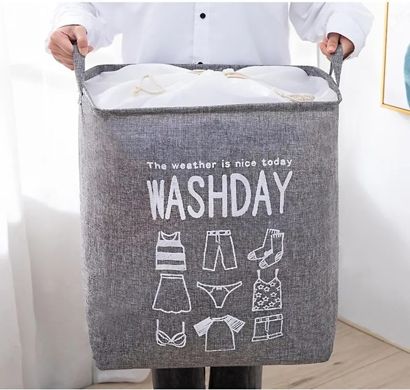 Koš na prádlo se šňůrkou WASHDAY 50x40x50 cm
