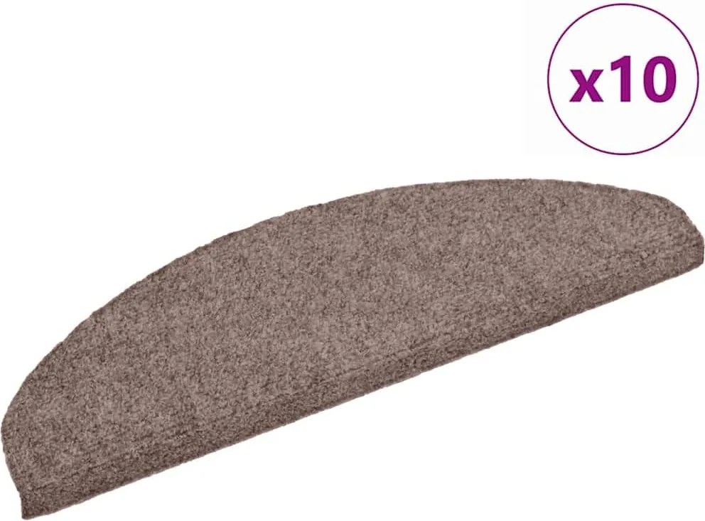 Schodové rohože samolepicí 10 ks 65 x 21 x 4 cm světle hnědé, půlkulaté, velké 149699