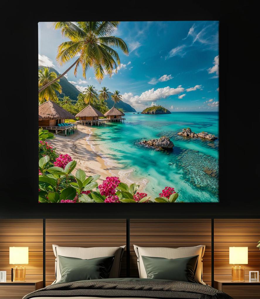 Obraz na plátně - Tropický resort Heaven Lagoon FeelHappy.cz Velikost obrazu: 100 x 100 cm