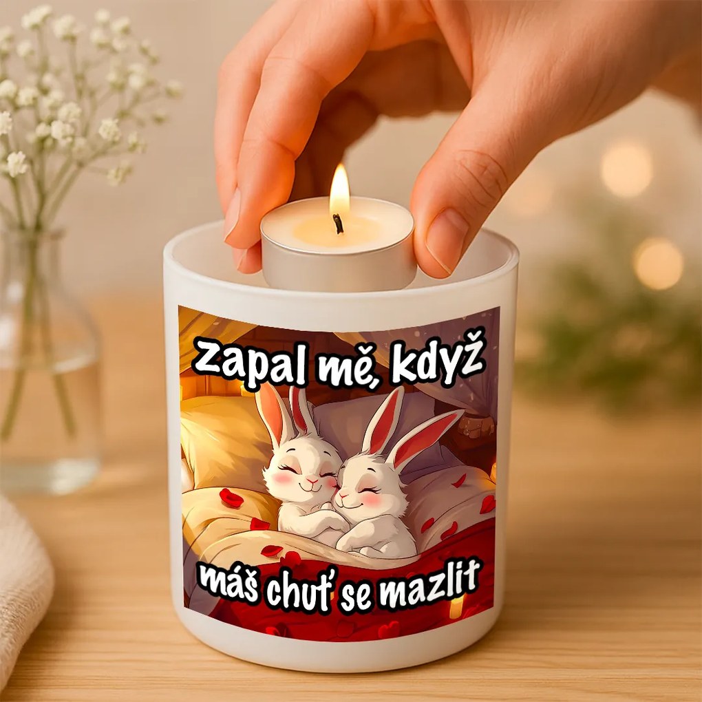 Ahome CZ Originální skleněný svícen Zapal mě, když máš chuť se mazlit