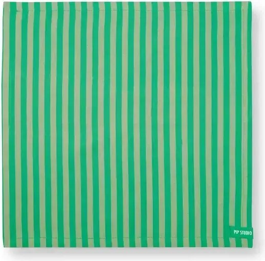 Pip Studio Stripes Green set 4ks látkových ubrousků 40x40cm, zelený (Látkové ubrousky)