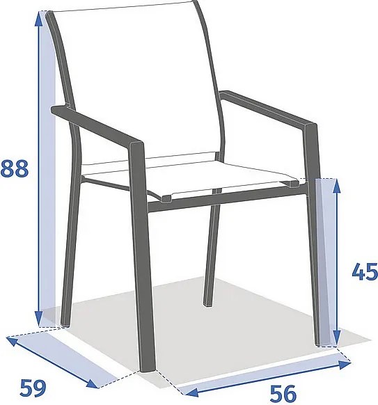 DEOKORK Hliníkové křeslo s textílií ZEUS (antracit/akácie)