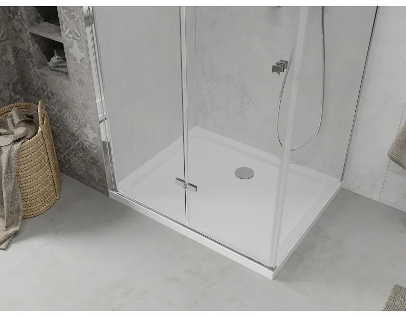 Mexen Lima skládací sprchový kout 80 x 70 cm, Průhledné, Chromovaná + sprchová vanička Flat - 856-080-070-01-00-4010