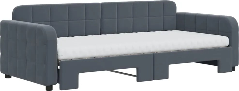 Válenda s přistýlkou a matracemi tmavě šedá 90 x 200 cm samet 3196954