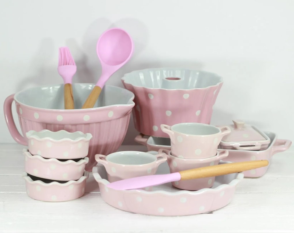 Keramická forma na koláč 12 cm růžová -