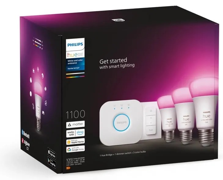 Smart startovací balíček 5 ks E27, 11 W White and color ambiance – Philips Hue