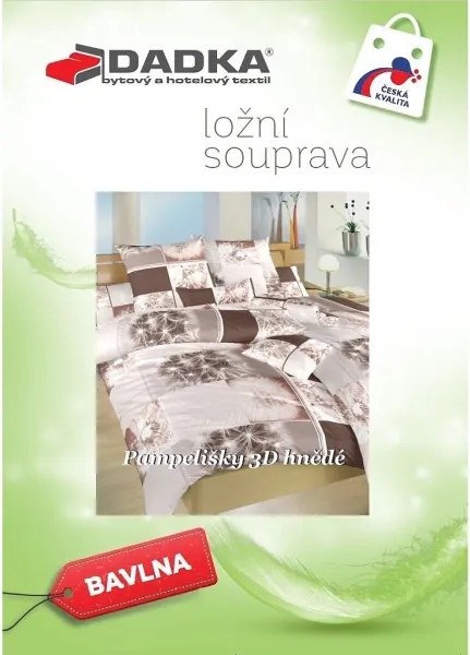 DADKA Povlečení bavlna Pampelišky 3D hnědé 140x200, 70x90 cm