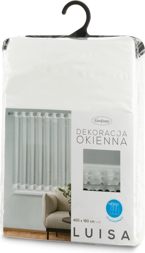 ZÁCLONA NA KROUŽCÍCH LUISA 400X160 CM BÍLÁ