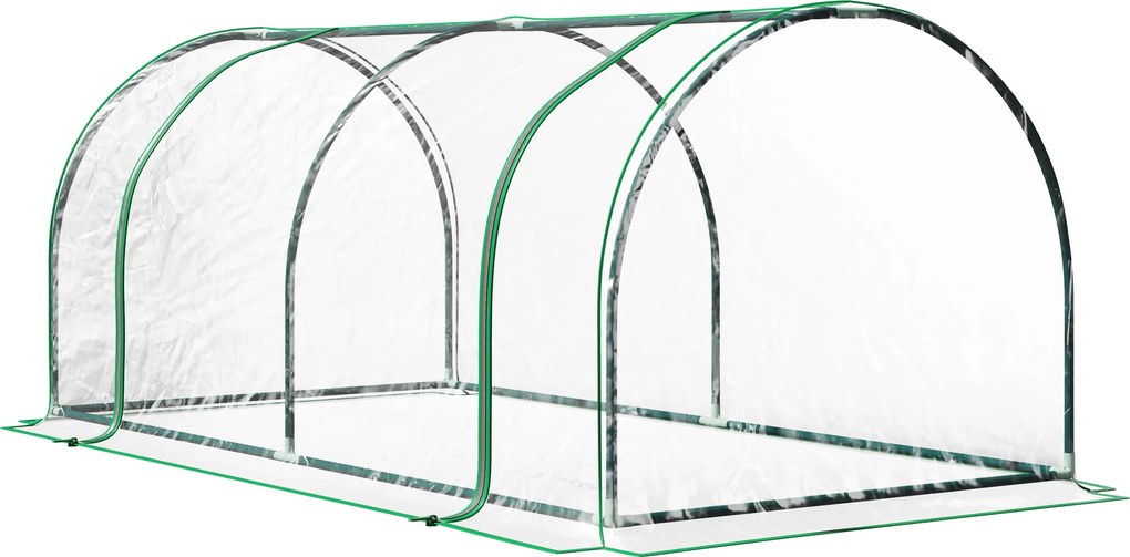 Outsunny Skleník s dveřmi 200x100x80cm, chladicí rám z oceli a PVC pro pěstování rostlin a zahradu