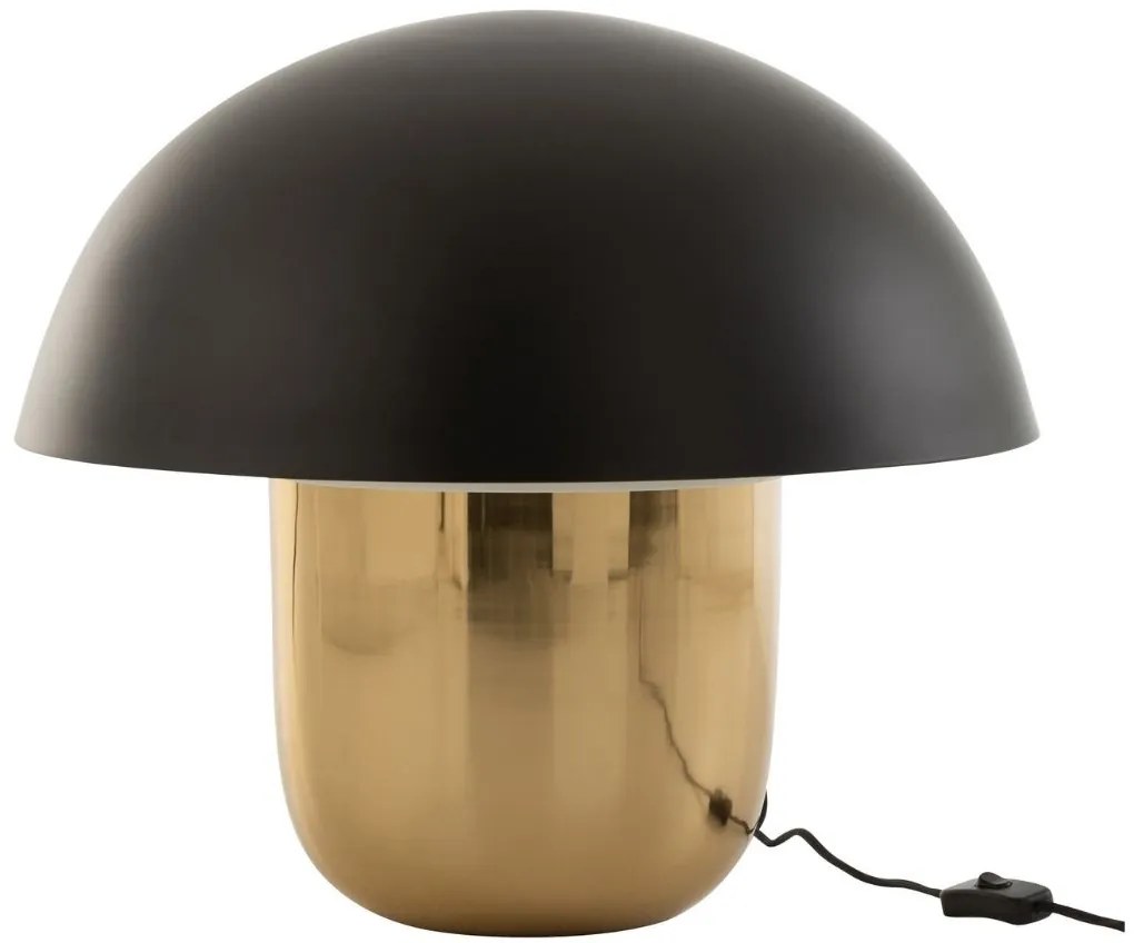 OnaDnes -20% Černo zlatá kovová stolní lampa J-line Mushroom L