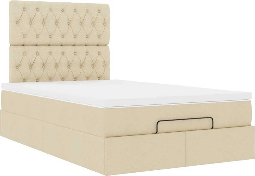 Osmanský rám postele s matrací krémově 120x200cm textil 3313235