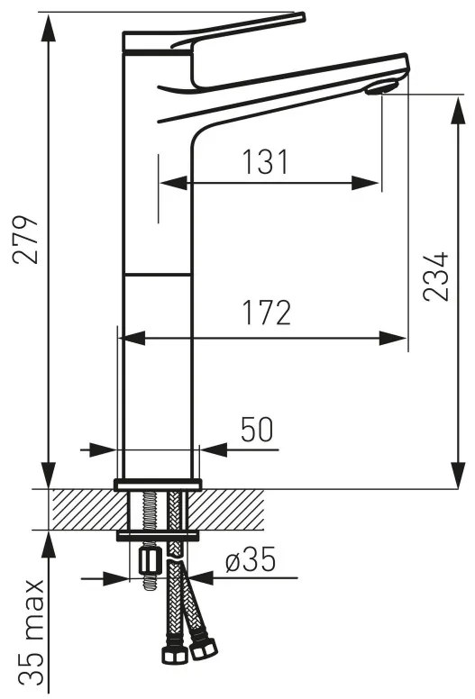 F-Design Seppia, vysoká umyvadlová baterie + odtoková zátka ClickClack, růžové zlato, FD1-SPA-2L-25