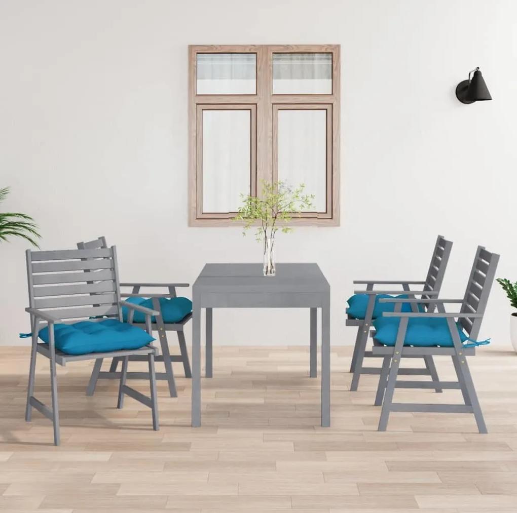 vidaXL Zahradní jídelní židle s poduškami 4 ks masivní akáciové dřevo [3078423] Barva: Šedá