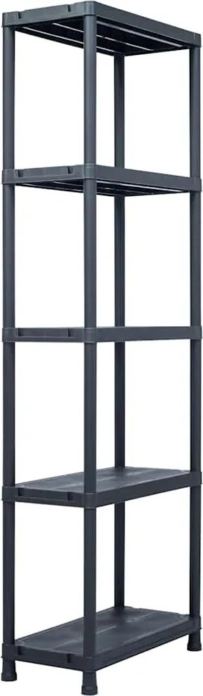 Skladové regály 5 ks černé 125 kg 60 x 30 x 180 cm plastové 276258