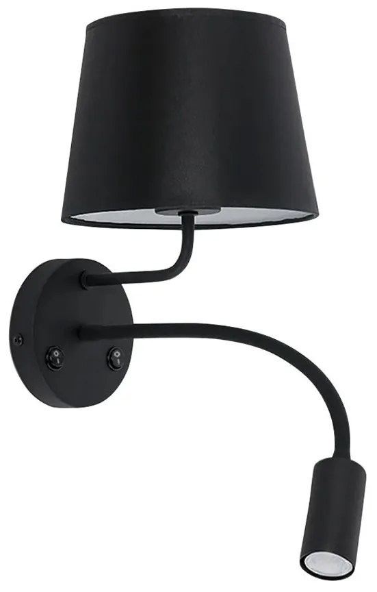 Toolight Toolight, nástěnné svítidlo LED 3W+1xE27 APP1610-2W, černá, OSW-01593