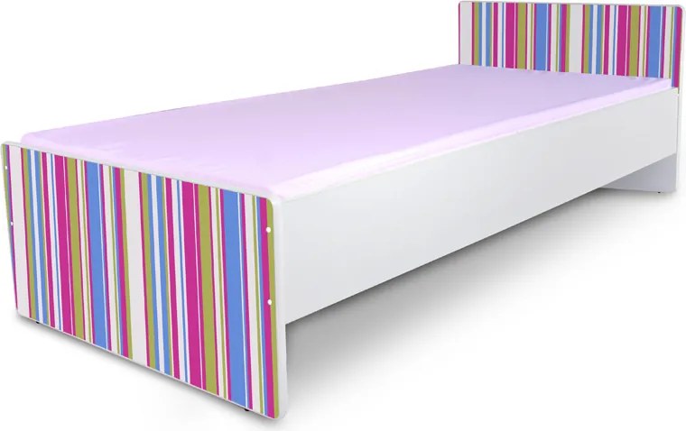Dětská postel M - Růžové proužky