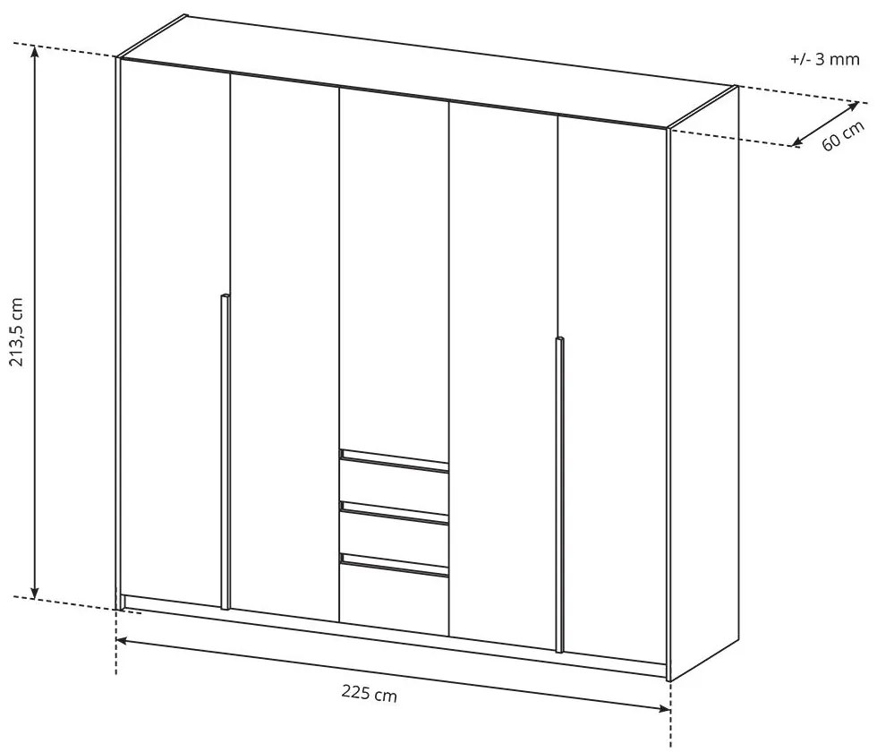 Xelo | šatní skříň 230 | dub kraft zlatý/bílá