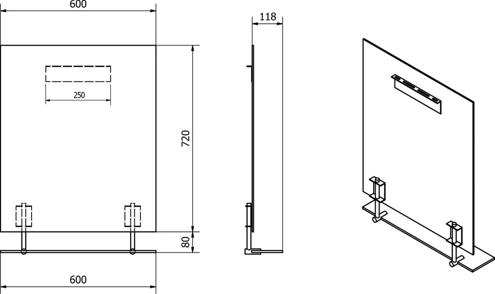 Sapho, WEGA zrcadlo 600x800mm, s policí, 60092-6