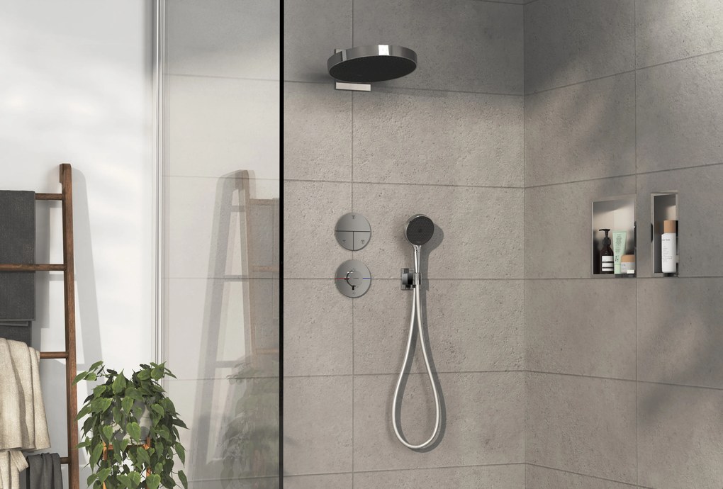 Hansgrohe ShowerSelect Comfort S, termostat pod omítku pro 1 spotřebič a další výtok, chromová, HAN-15562000
