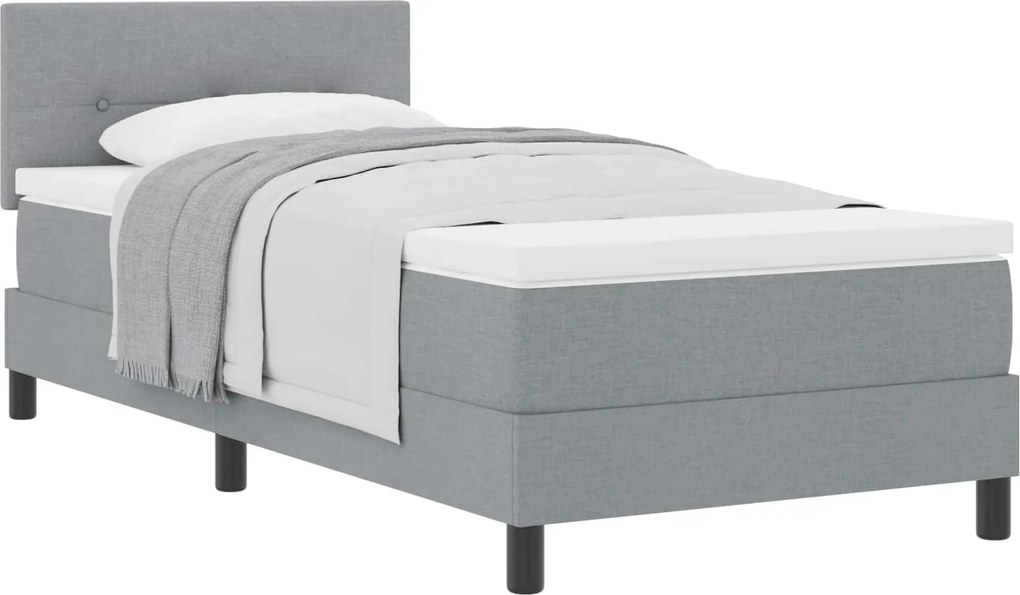 Postel s boxspringem s čelo Světle šedá 100 x 200 cm textil 3338664