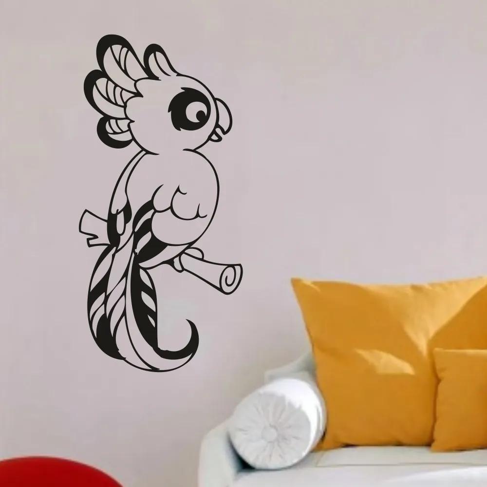 WALLVINIL Samolepky na zeď - Papoušek Barva: Bílá, Velikost: 30x15 cm, Pravá / Levá: Levá (dekorace směřuje/dívá se doleva)