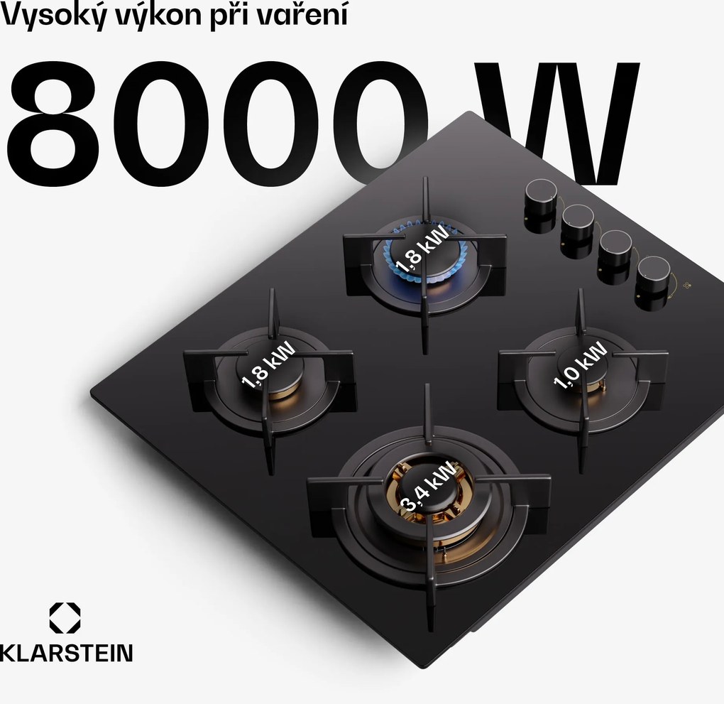 Klarstein Goldflame 4, plynová varná deska, 4 hořáky