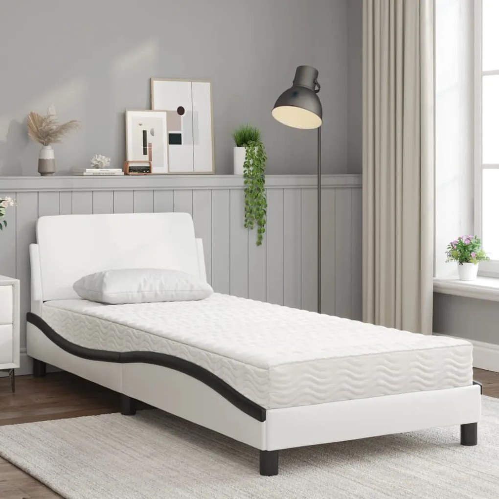 Postel s matrací Dover bílá a černá 90 x 200 cm umělá kůže 3208343