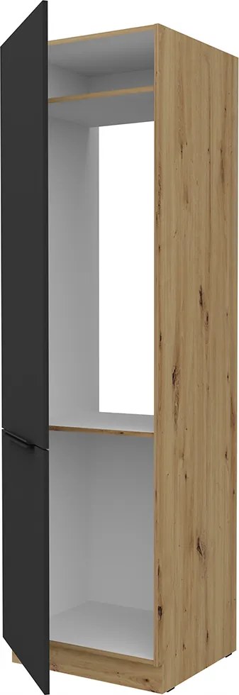 ARIA ac | vysoká skříňka 60 LO-210 2F na vestavnou lednici | 60 cm | ANTI FINGERPRINT povrch | artisan/černá