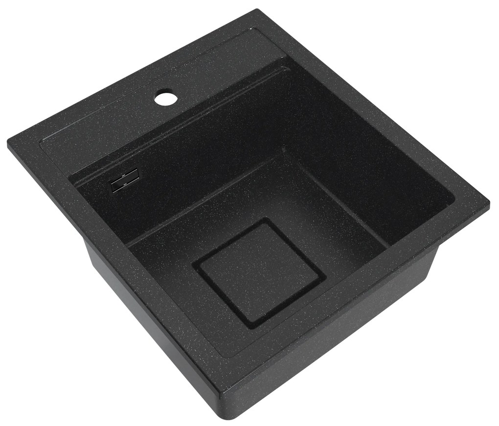 Gamma Quadro 4550, 1-komorový granitový dřez 450x495x220 mm, černá skvrnitá, GMA-ZLE000218