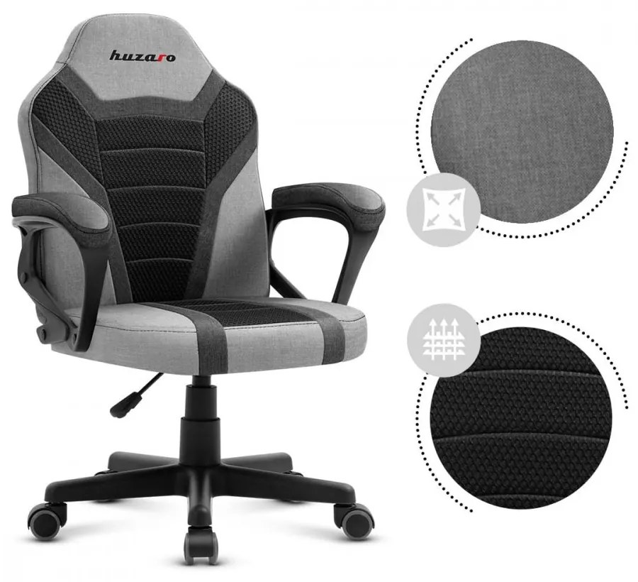 Šedé ergonomicky tvarované herní křeslo pro děti