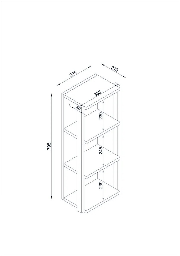 Nástěnná police Lost ořech/černá
