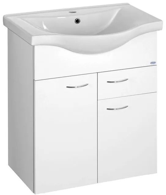 Aqualine, KERAMIA FRESH umyvadlová skříňka, 1 zásuvka, 60,6x74x33,7cm, bílá, 50064A