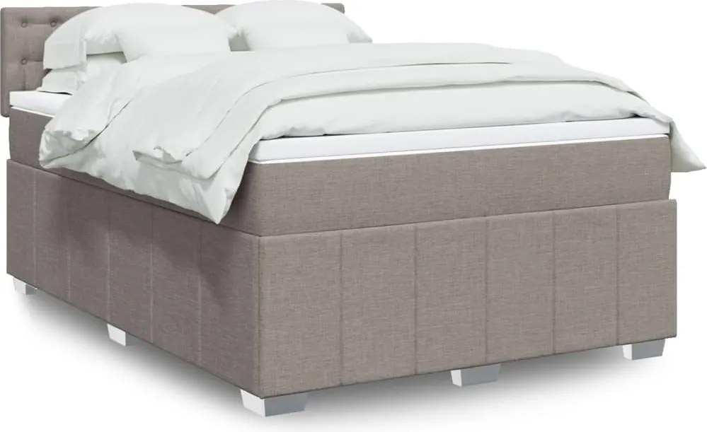 Box spring postel s matrací taupe 140x190 cm textil 3289381
