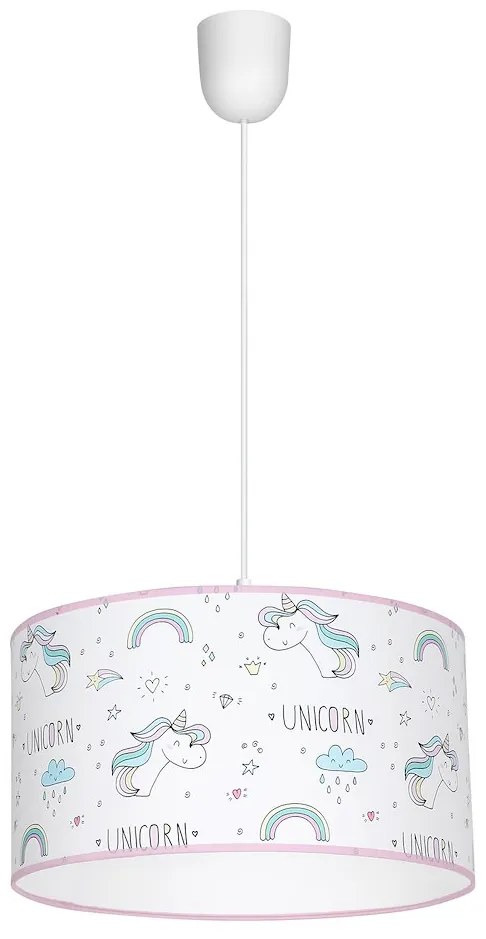 Dětské závěsné svítidlo Unicorn, 1x plastové stínítko se vzorem, w