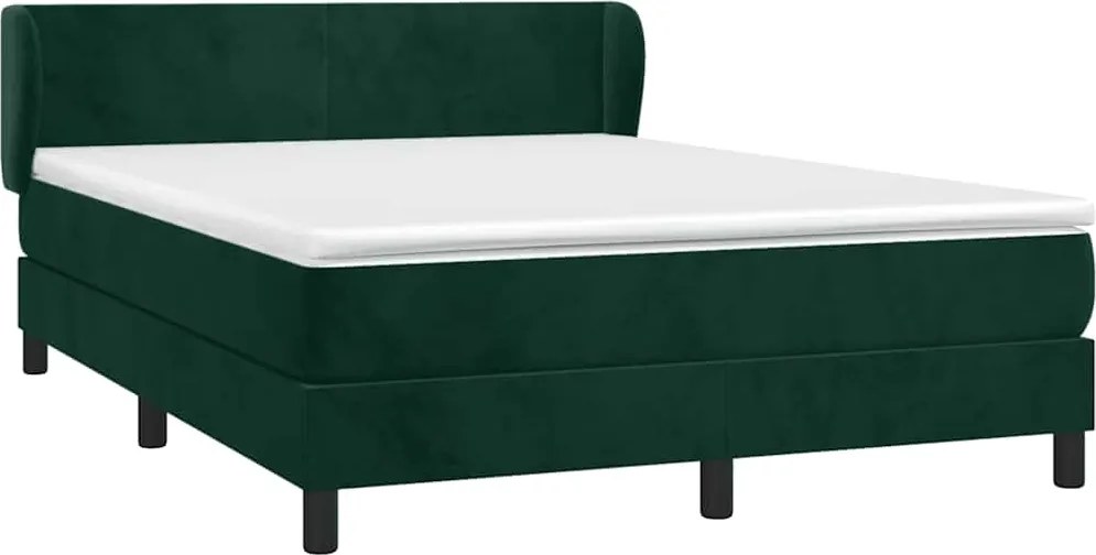 Box spring postel s matrací tmavě zelená 140x190 cm samet 3127370