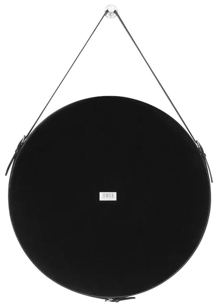 Černé kulaté zrcadlo s koženou rukojetí ESHA Průměr zrcadla: 60 cm